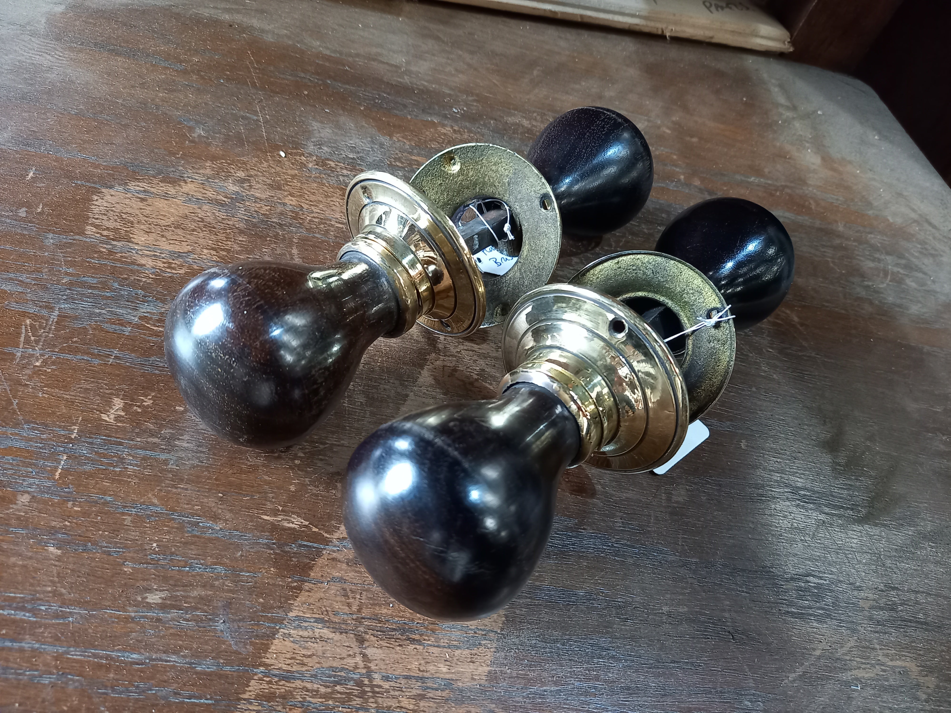 Original Wooden and Brass Bulb Handles | Glasgow Architectural Salvage