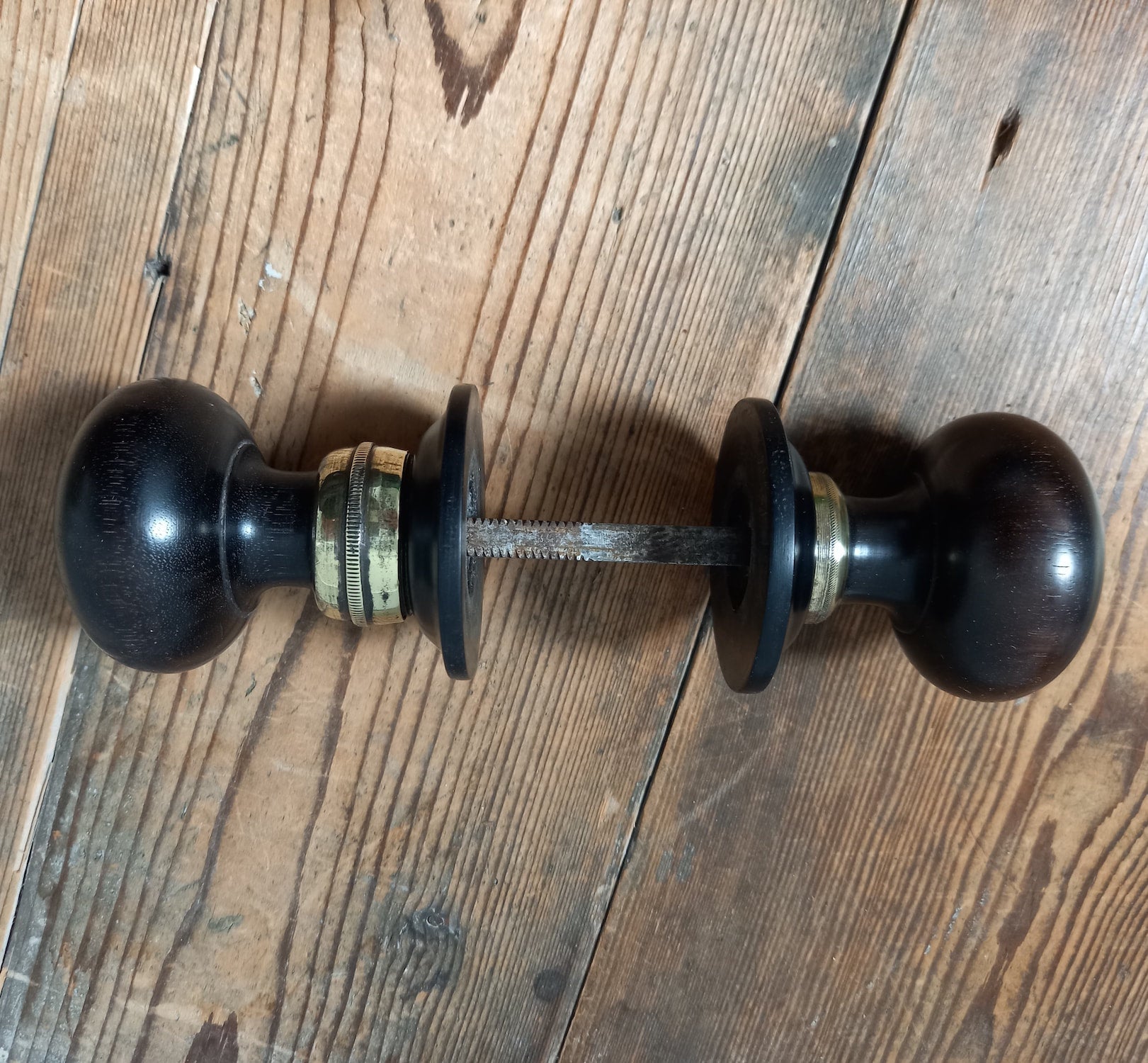 Antique Ebony Bun Handles With Brass | Glasgow Architectural Salvage