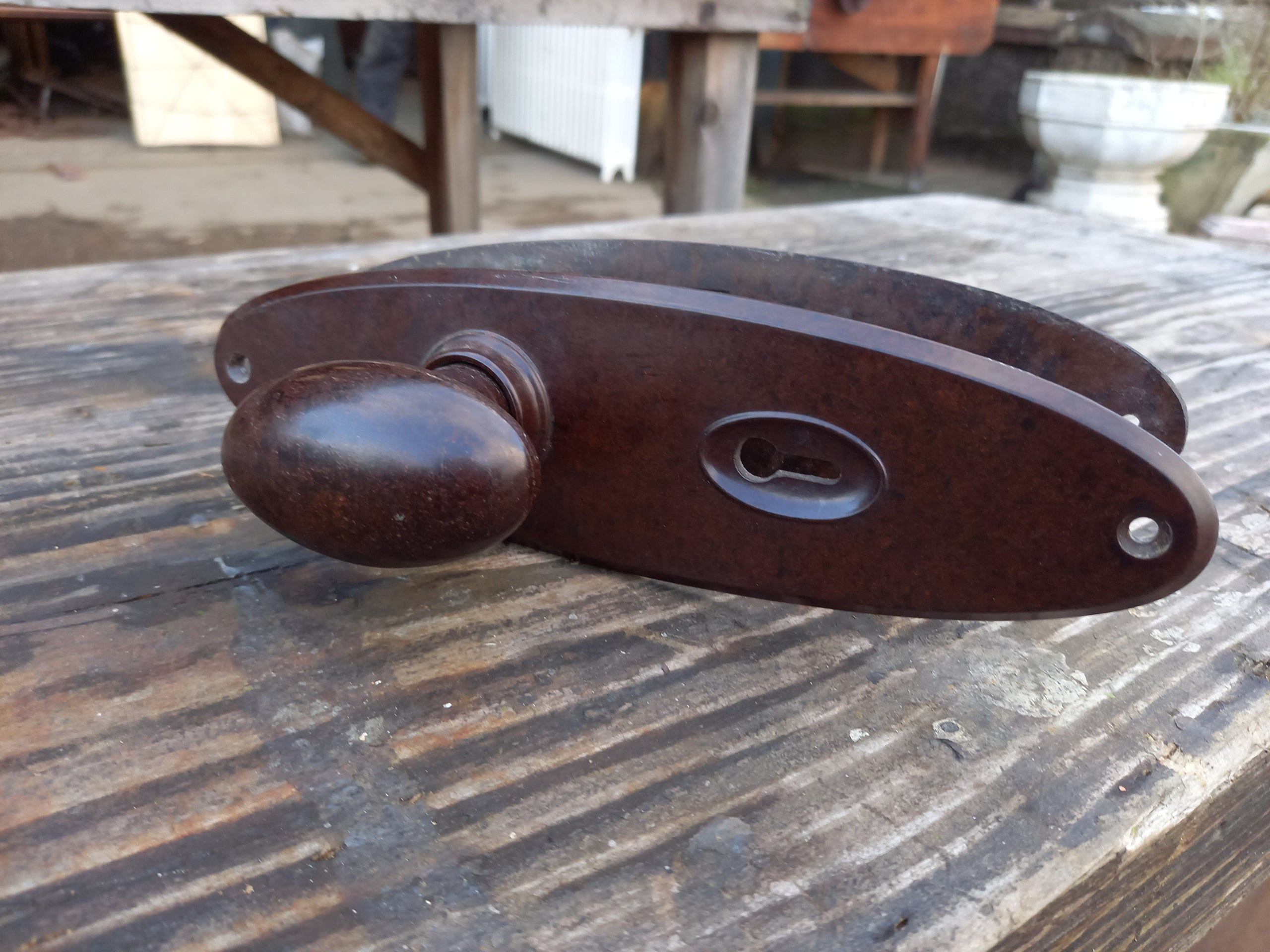 Oval Iris Bakelite Handles with Oval Backplates | Glasgow Architectural ...