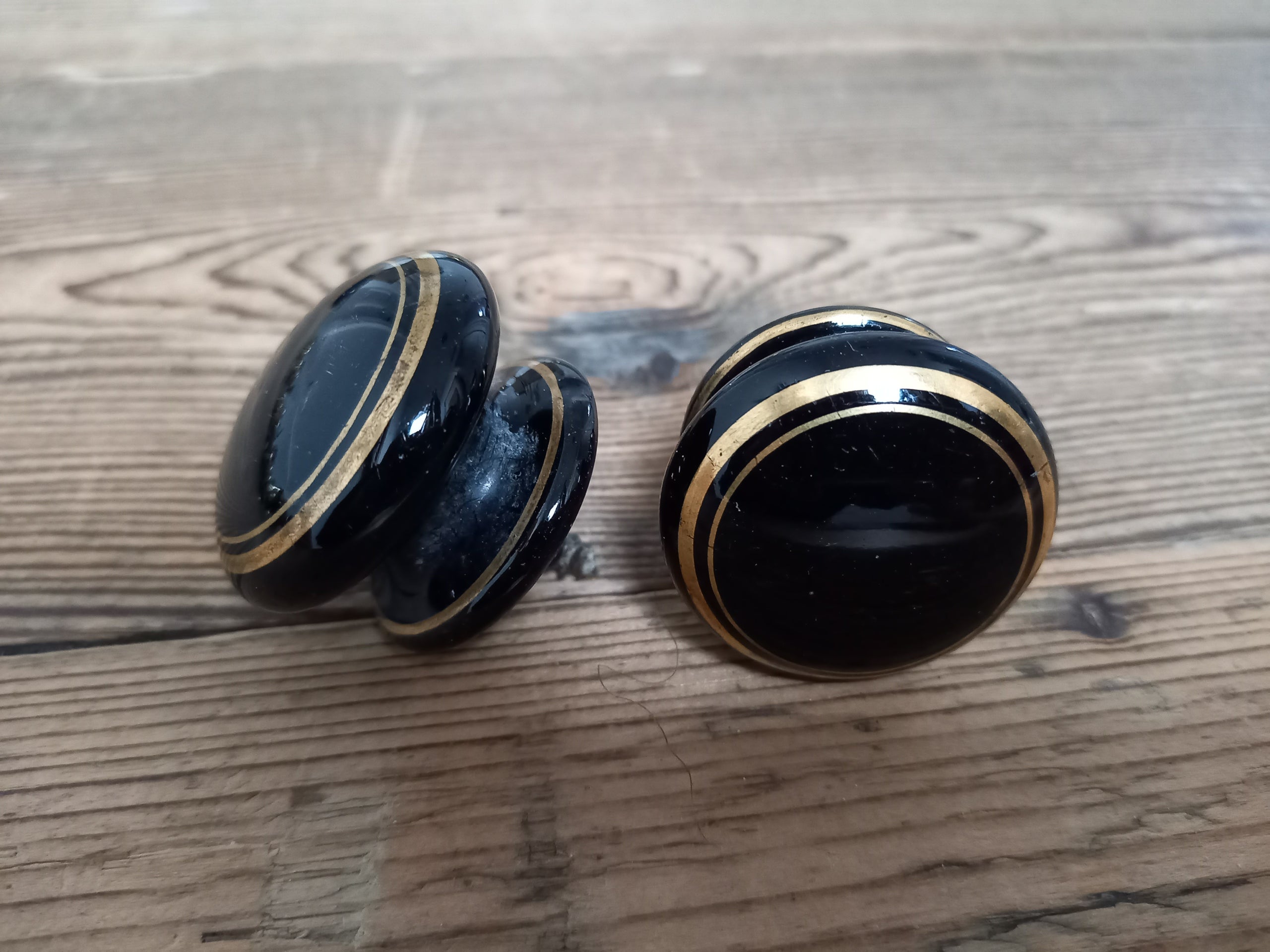 Pair of Black and Gold Ceramic Shutter Knobs | Glasgow Architectural ...