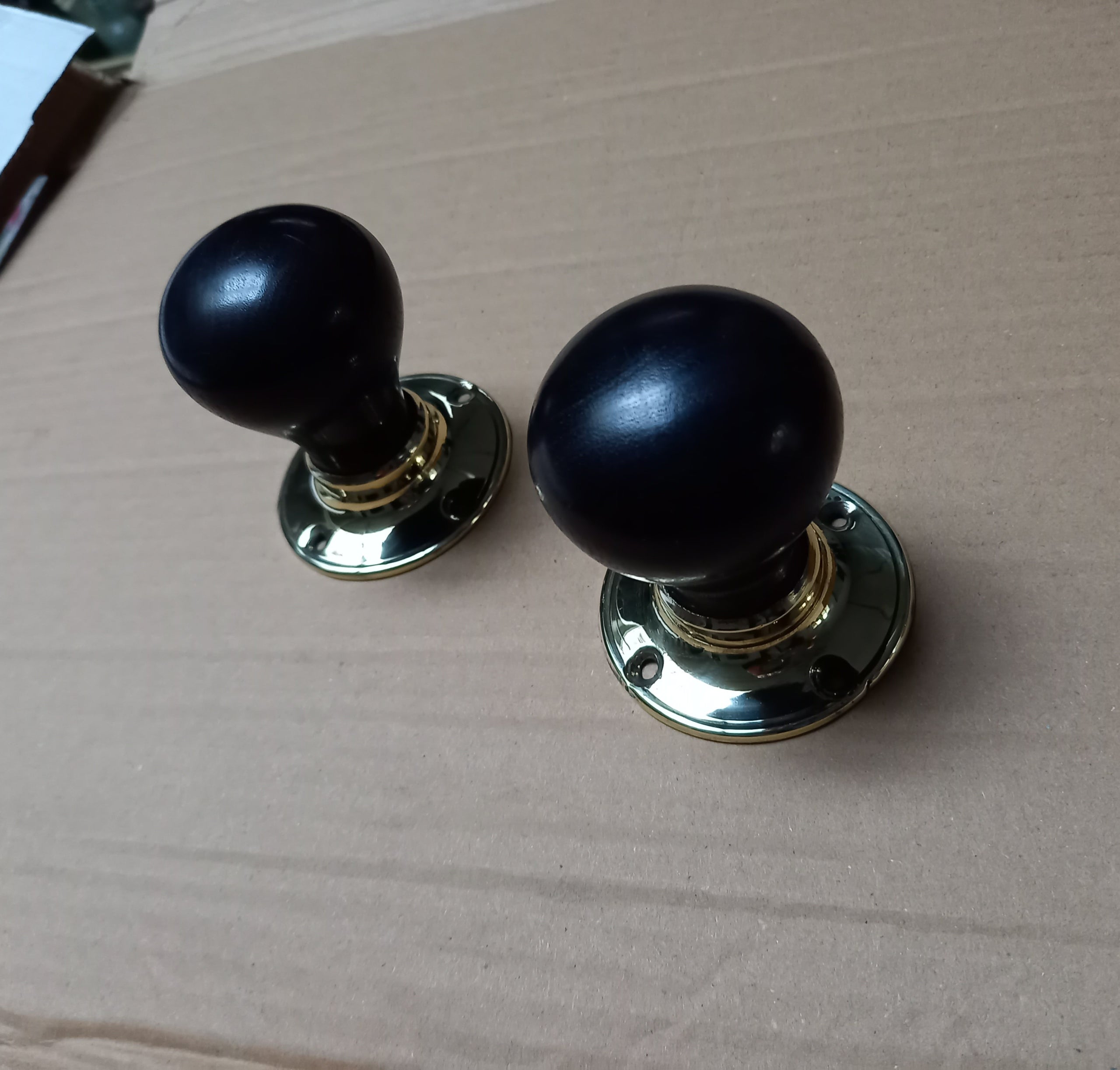 Original Wooden and Brass Bulb Handles | Glasgow Architectural Salvage