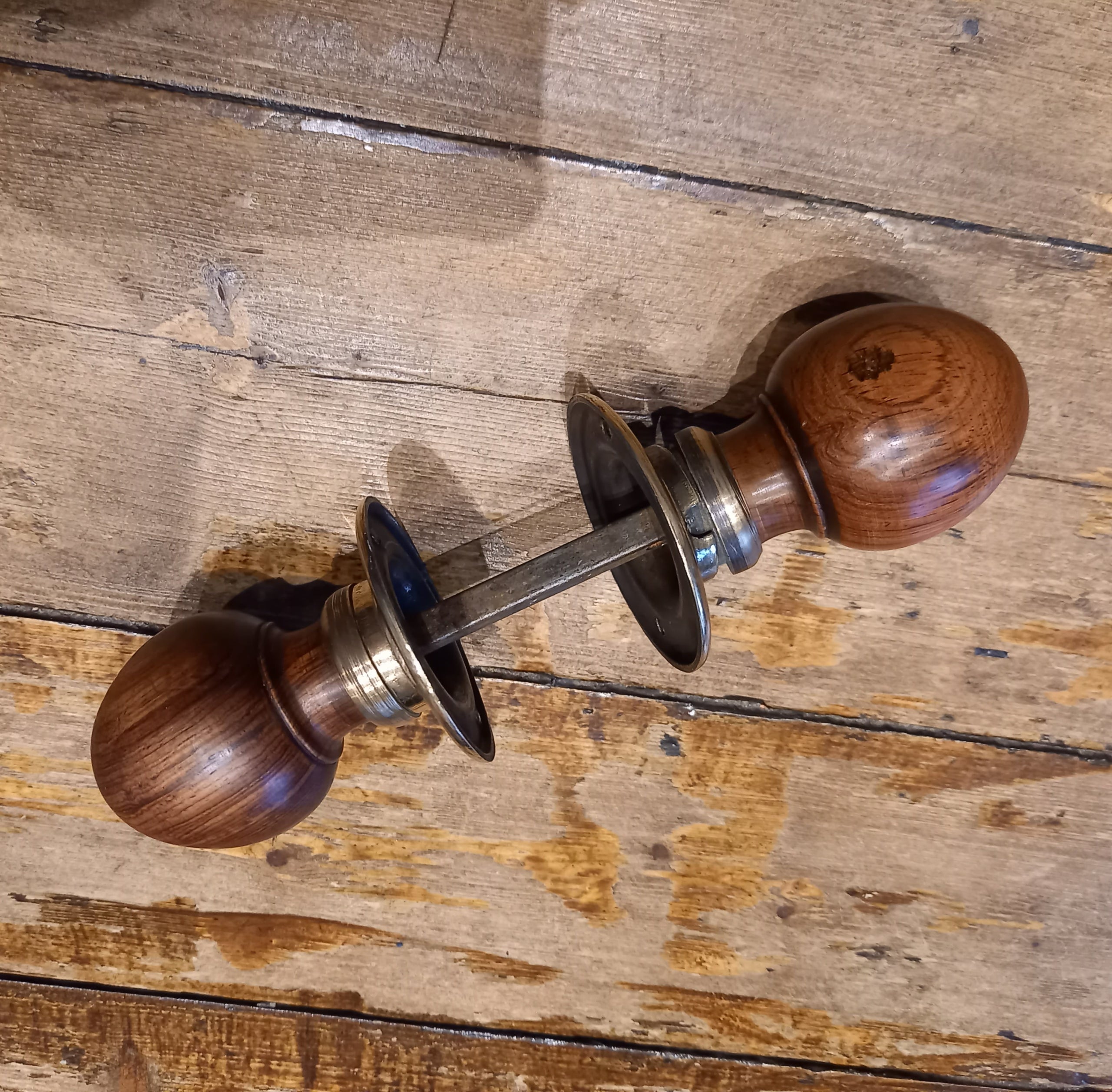 Chestnut Brown and Brass Bulb Handles | Glasgow Architectural Salvage