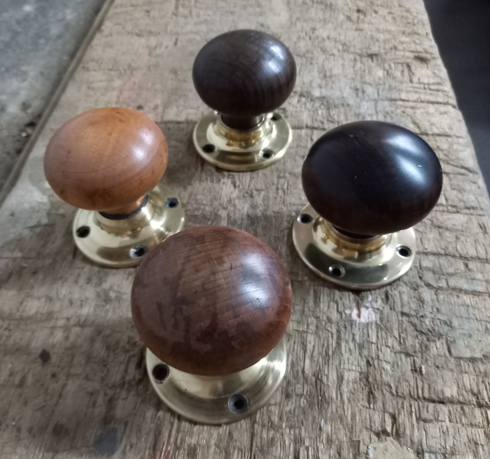 Wooden and Brass Bun Handles | Glasgow Architectural Salvage