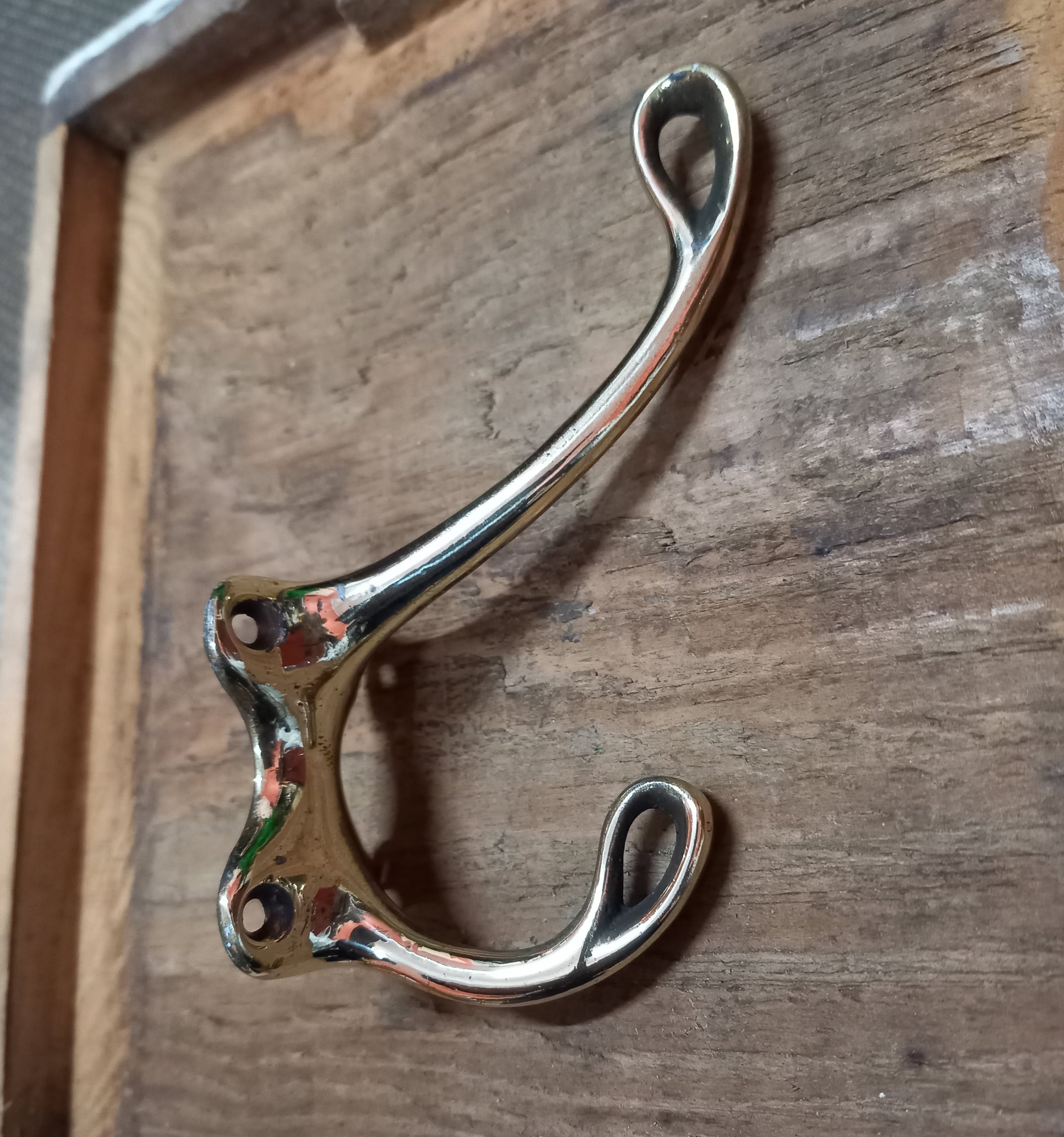 Original Fancy Double Brass Hook | Glasgow Architectural Salvage