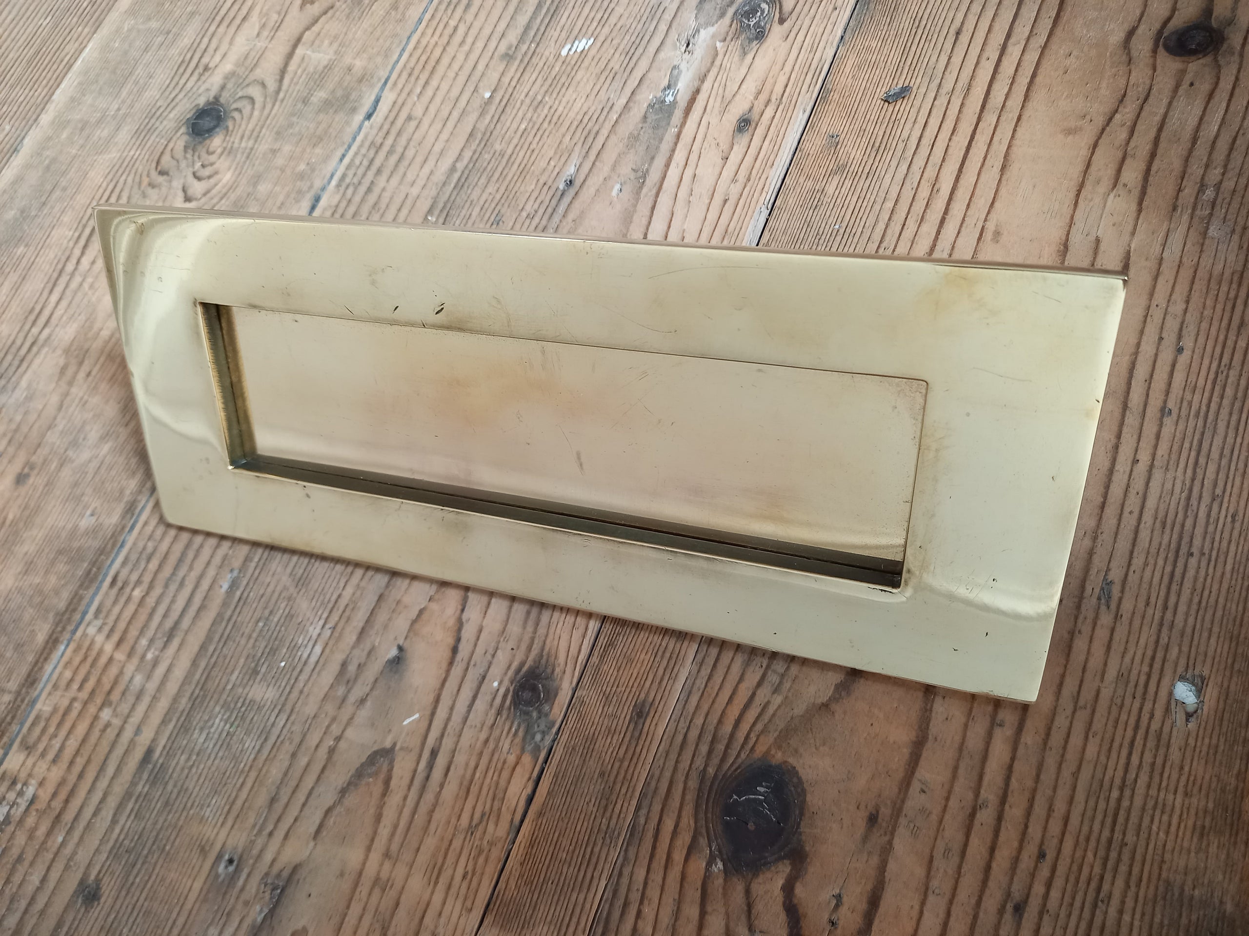 Original Large Brass Sprung Letterbox | Glasgow Architectural Salvage