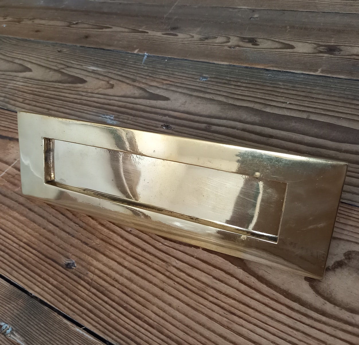 Original Large Brass Sprung Letterbox | Glasgow Architectural Salvage